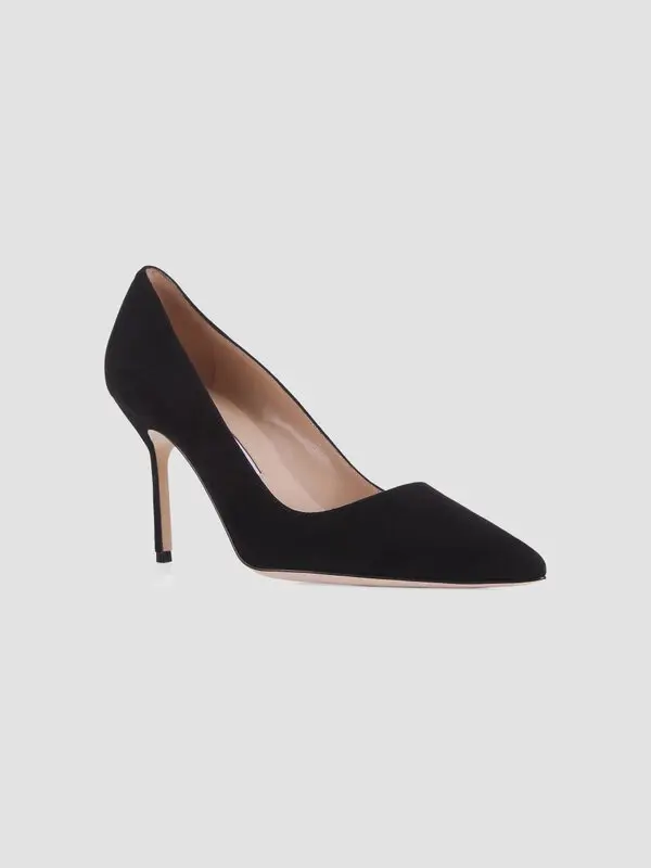 Manolo Blahnik Bb 90mm Suede Pumps - Black