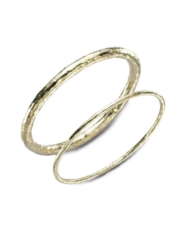 Ippolita Classico Super Thick 18k Yellow Hammered Bangle Bracelet