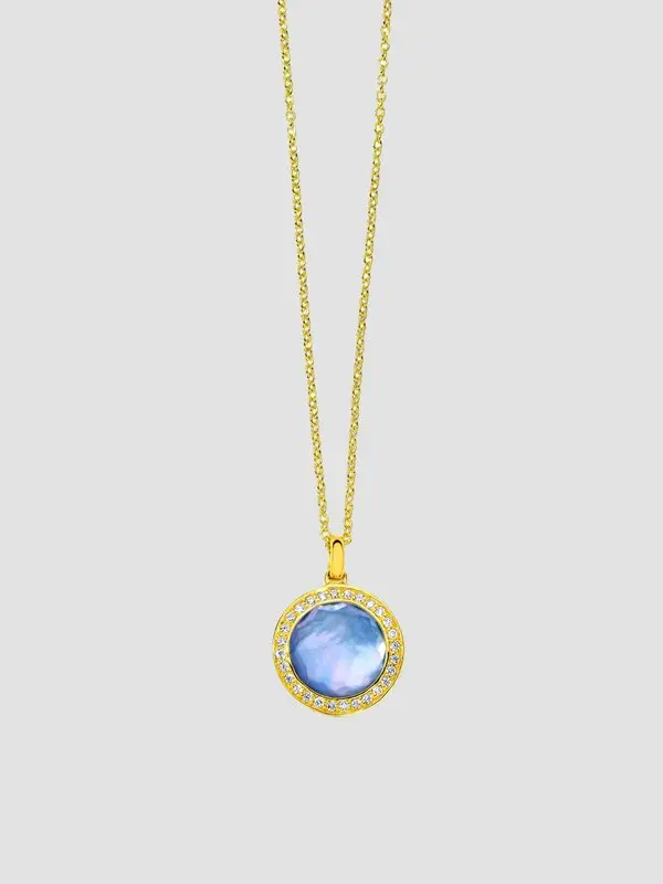 Ippolita Lollipop 18k Yellow Turquoise & Diamond Pendant Necklace - Lapis