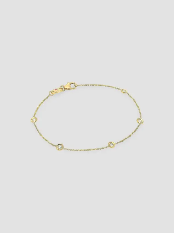 Roberto Coin Tiny Treasures 18k Yellow & Diamond Bezel Station Bracelet