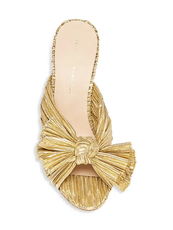 LOEFFLER RANDALL Penny Knotted Metallic Mules - Gold
