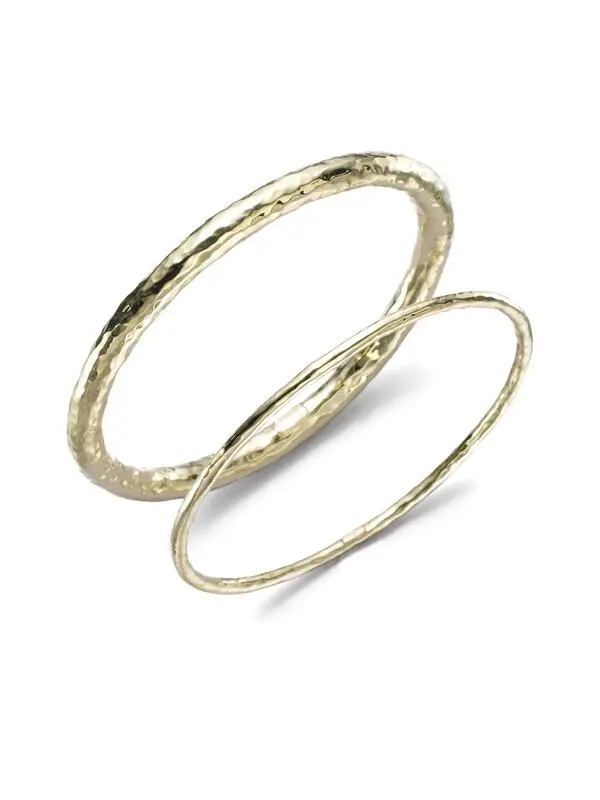 Ippolita Classico Thin 18k Yellow Hammered Bangle Bracelet