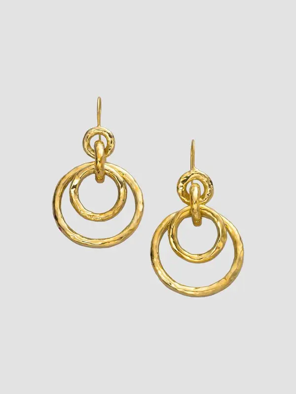Ippolita Classico Puffy 18k Yellow Hammered Jet Set Earrings