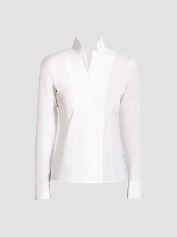 Akris Stretch-poplin Revers Collar Blouse - White