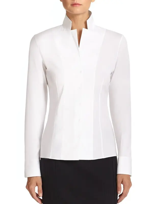 Akris Stretch-poplin Revers Collar Blouse - White
