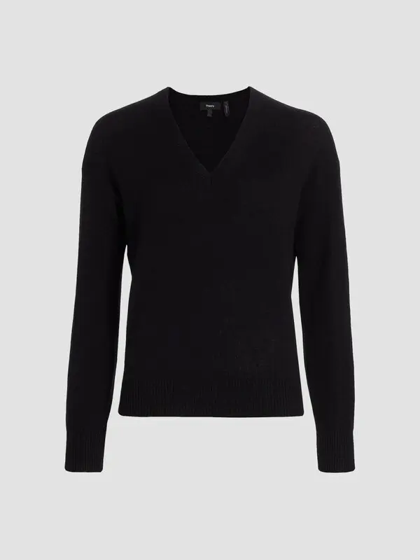Theory Easy V-neck Cashmere Sweater - Black