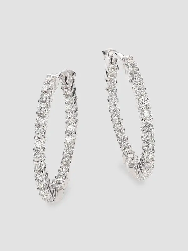 Roberto Coin Diamond & 18k Inside-outside Hoop Earrings/0.85 - White Gold