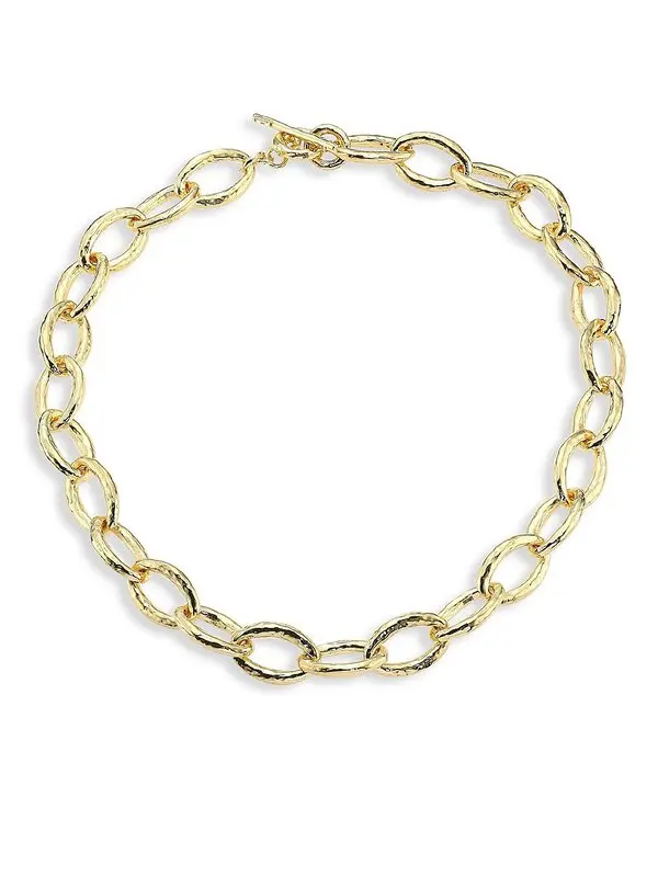 Ippolita Classico Short 18k Yellow Hammered Bastille Mini Link Necklace