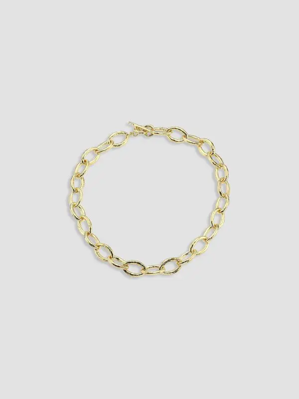 Ippolita Classico Short 18k Yellow Hammered Bastille Mini Link Necklace - Gold