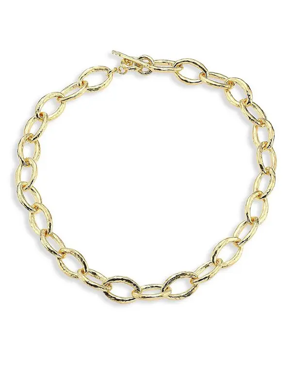 Ippolita Classico Short 18k Yellow Hammered Bastille Mini Link Necklace