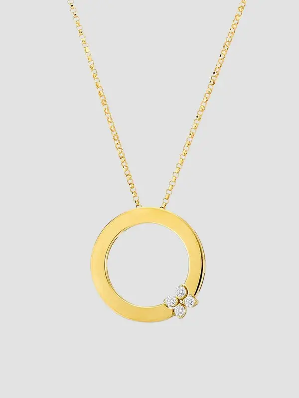 Roberto Coin Love In Verona 18k Yellow & Diamond Flower Circle Of Life Pendant Necklace - Gold