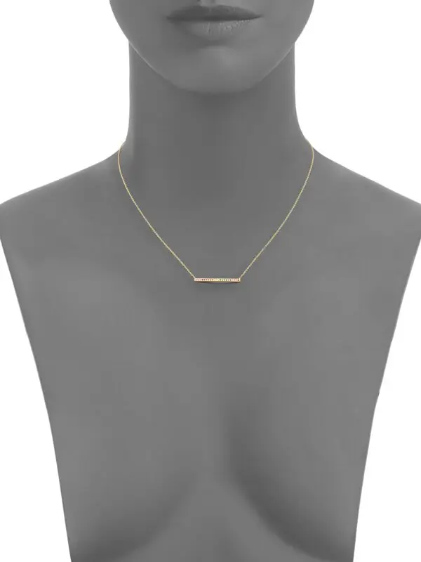 SYDNEY EVAN Rainbow Multicolor Sapphire & 14k Yellow Gold Long Bar Necklace