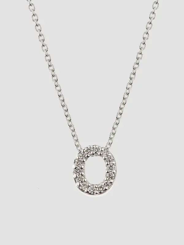 Roberto Coin Tiny Treasures 0.08 Tcw Diamond & 18k White Gold Initial Necklace - Initial O