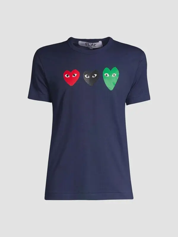 Play Comme Des Garcon Three Heart Logo T-shirt