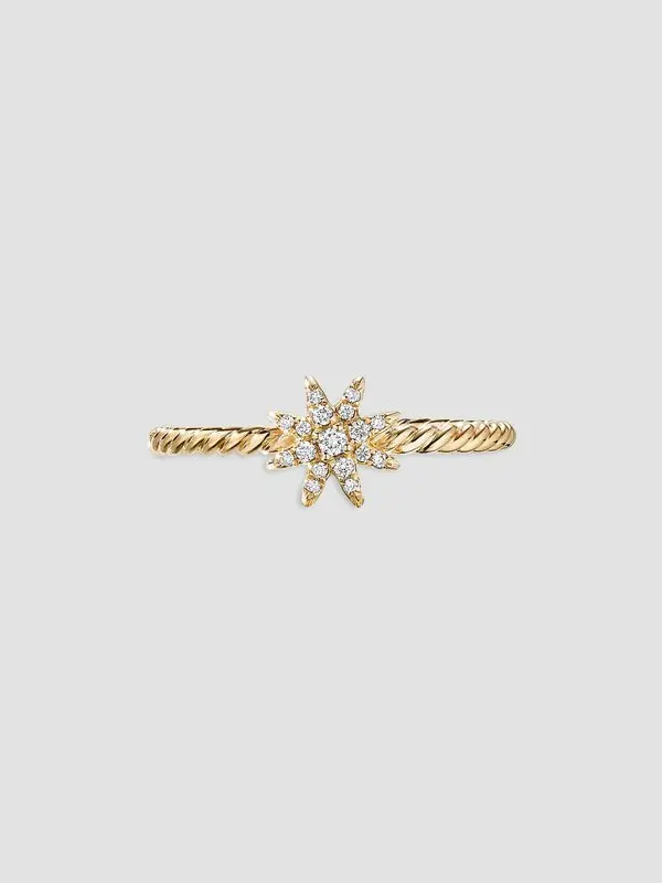David Yurman Petite Starburst Station Ring In 18k Yellow With Diamonds - Gold