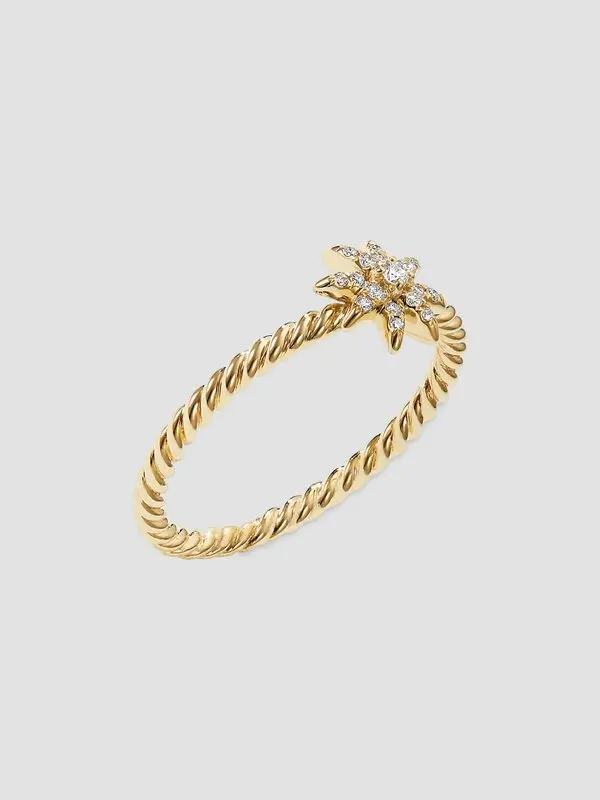 David Yurman Petite Starburst Station Ring In 18k Yellow With Diamonds