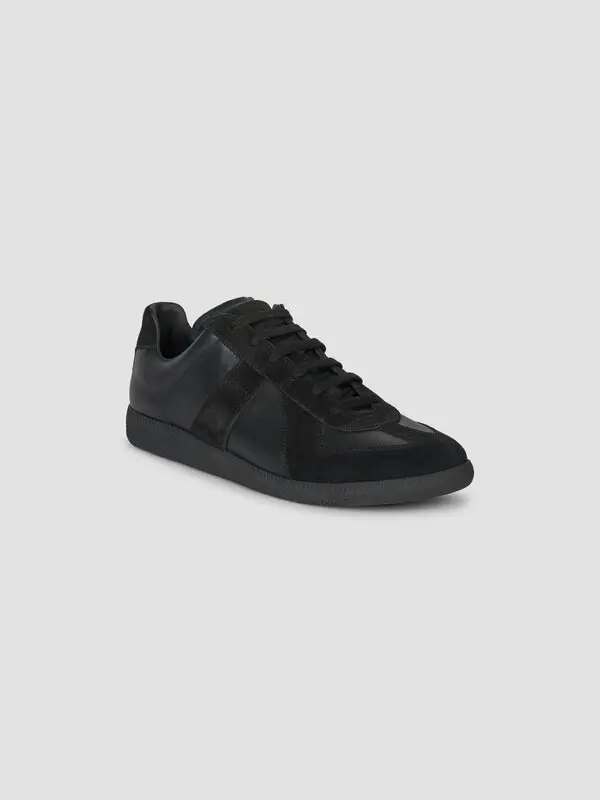 MAISON MARGIELA Replica Leather & Suede Low-top Sneakers - Black