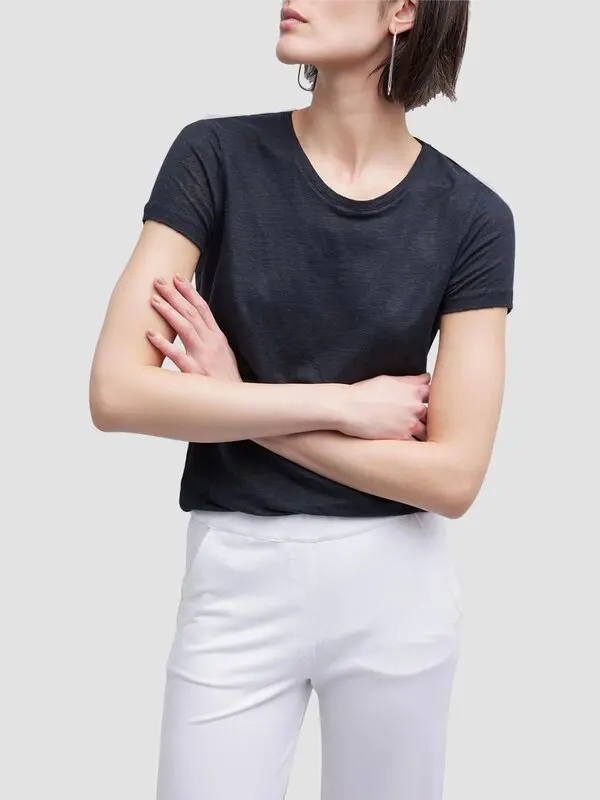 Majestic Filatures Stretch-linen T-shirt - Black