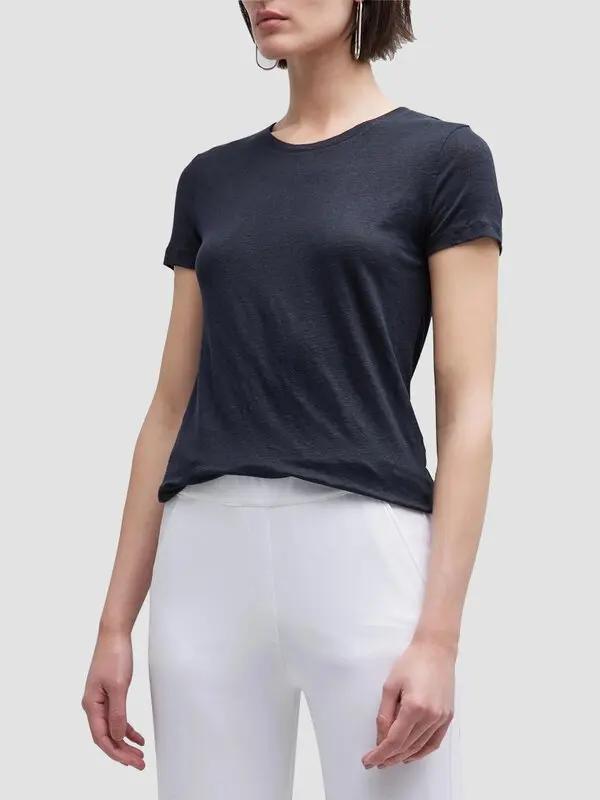 Majestic Filatures Stretch-linen T-shirt - Black