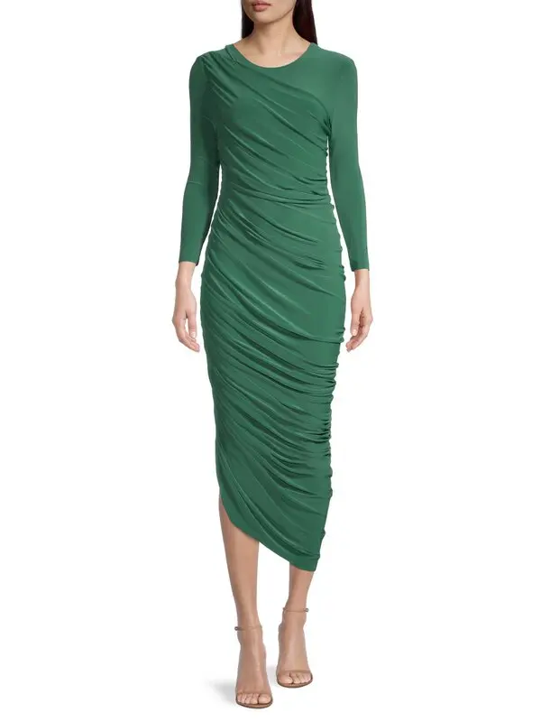 Norma Kamali Diana Ruched Bracelet-length Sleeve Gown - Black