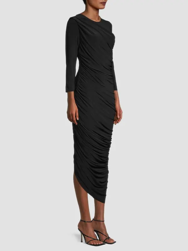 Norma Kamali Diana Ruched Bracelet-length Sleeve Gown - Black