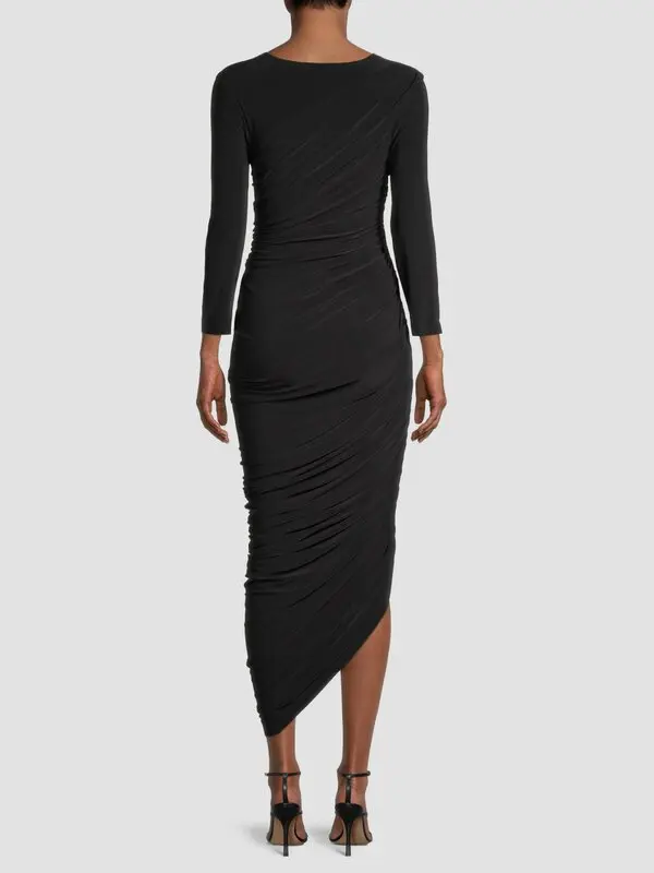 Norma Kamali Diana Ruched Bracelet-length Sleeve Gown - Black