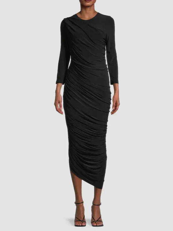 Norma Kamali Diana Ruched Bracelet-length Sleeve Gown - Black
