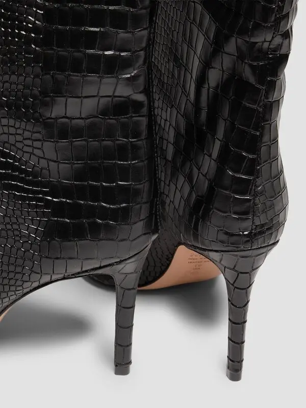 Schutz Maryana 90mm Croc-embossed Leather Stiletto Boots - Black