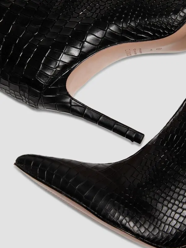 Schutz Maryana 90mm Croc-embossed Leather Stiletto Boots - Black