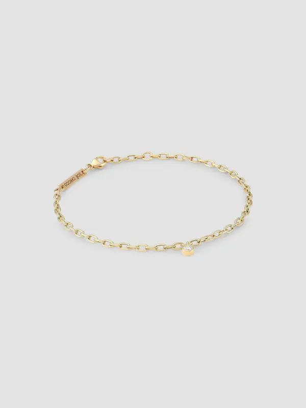 Zoe Chicco Bezel Diamonds 14k Yellow & 0.1 Tcw Diamond Pendant Bracelet - Gold