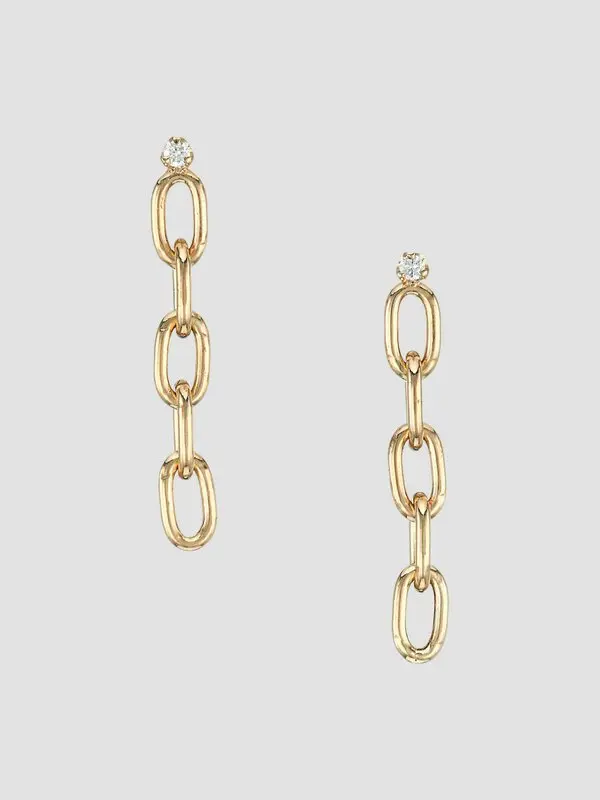 Zoe Chicco 14k Yellow & Diamond Oval-link Drop Earrings - Gold