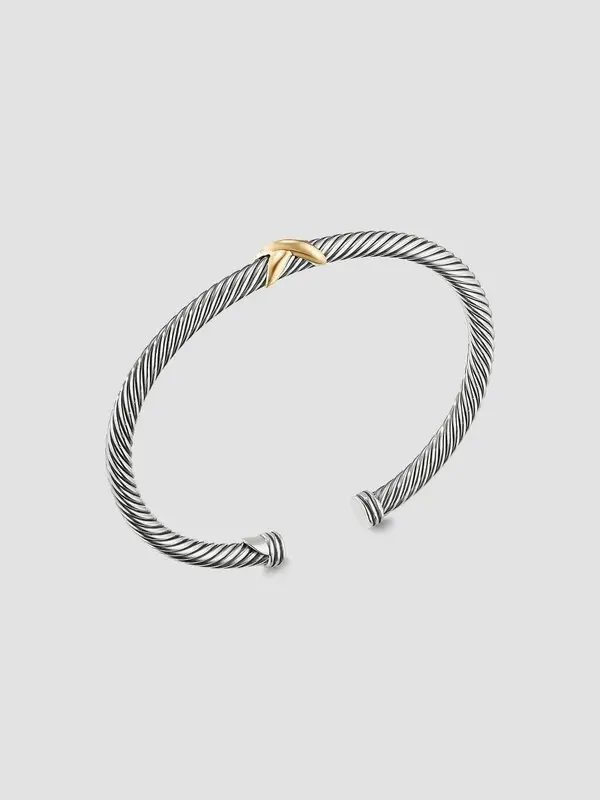 David Yurman Cable X Bracelet With 18k Yellow Gold - Silver