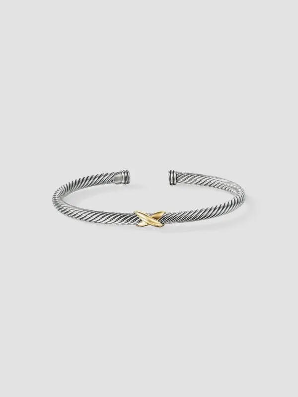 David Yurman Cable X Bracelet With 18k Yellow Gold