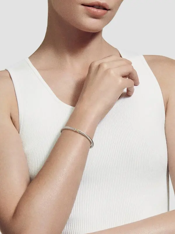David Yurman Cable X Bracelet With 18k Yellow Gold