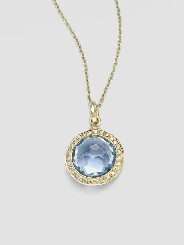 Ippolita Lollipop 18k Yellow Blue Topaz & Diamond Pendant Necklace - Gold