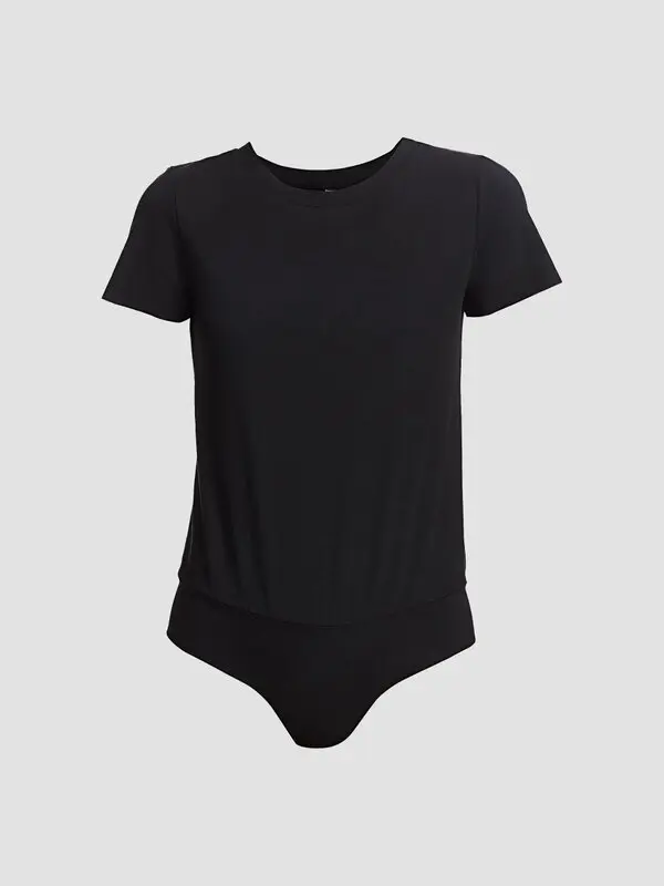 Commando Essential Cotton Crewneck Tee Bodysuit - Black