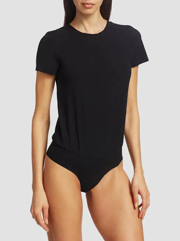 Commando Essential Cotton Crewneck Tee Bodysuit - Black