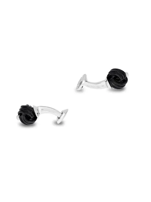 Tateossian Onyx & Sterling Silver Knot Cufflinks