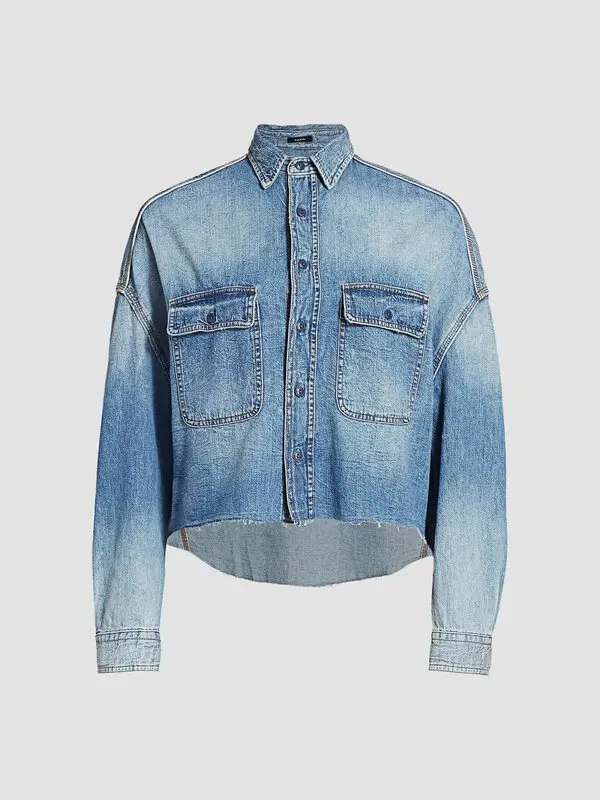 R13 Cropped Denim Shirt - Brindley