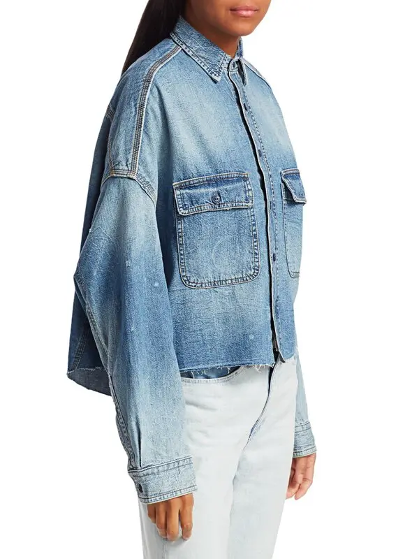 R13 Cropped Denim Shirt - Brindley