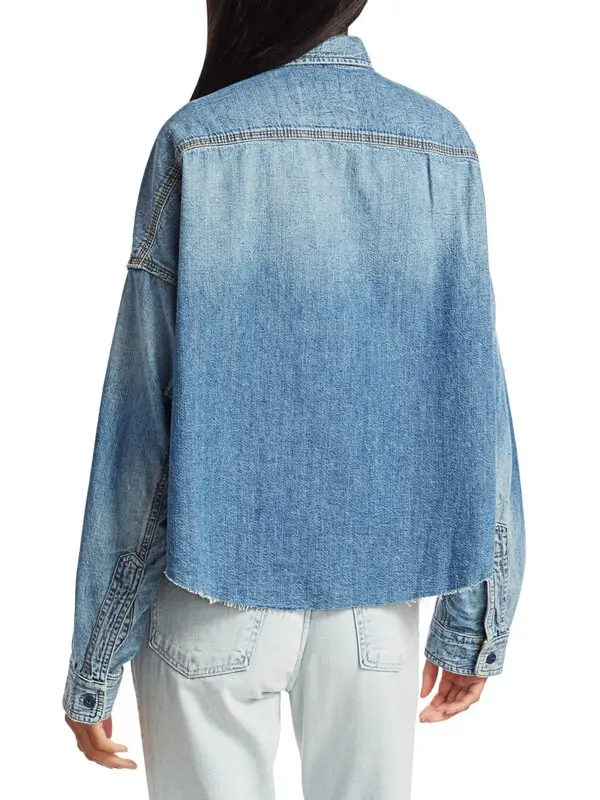 R13 Cropped Denim Shirt - Brindley