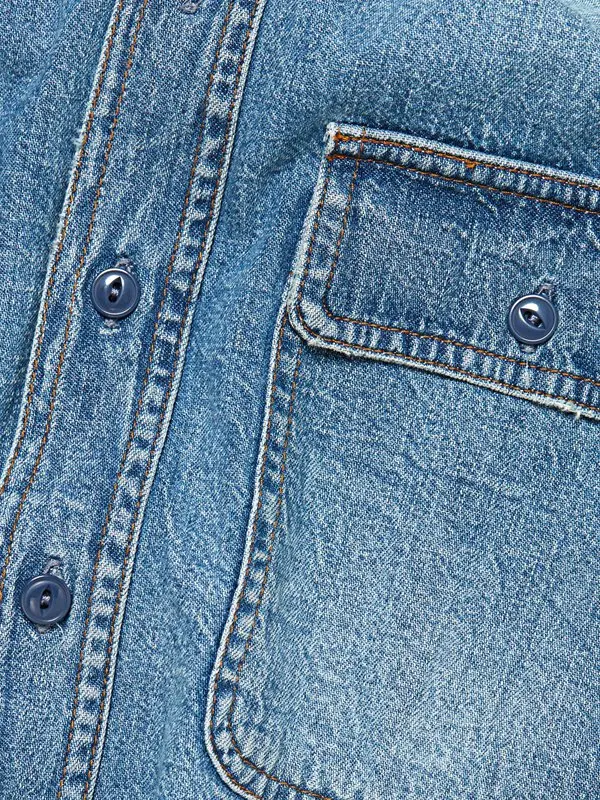 R13 Cropped Denim Shirt - Brindley