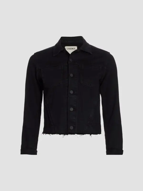 L'AGENCE Janelle Slim-fit Raw-hem Denim Jacket