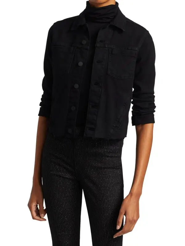 L'AGENCE Janelle Slim-fit Raw-hem Denim Jacket