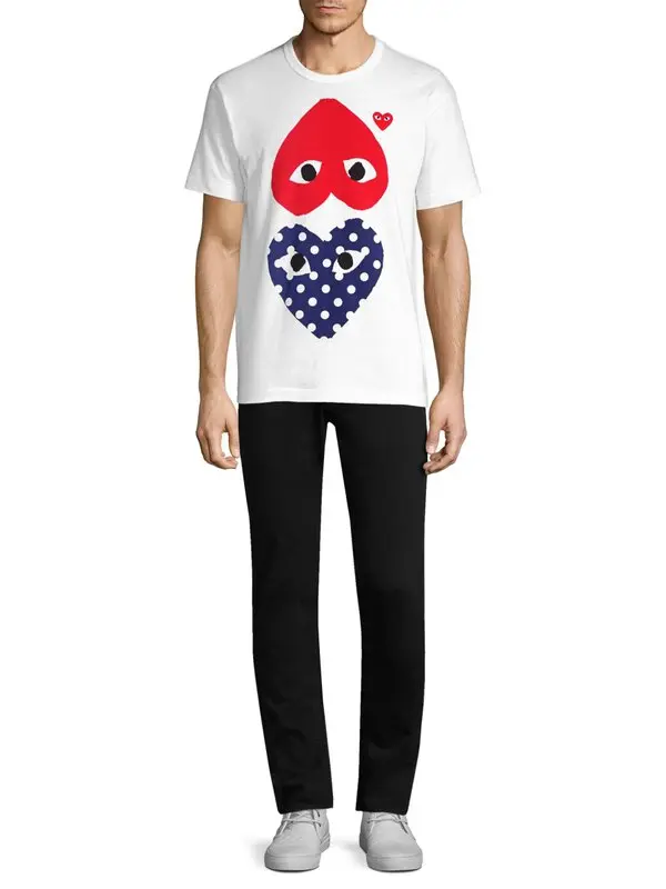Play Comme Des Garcon Polka Dot Heart Graphic Tee