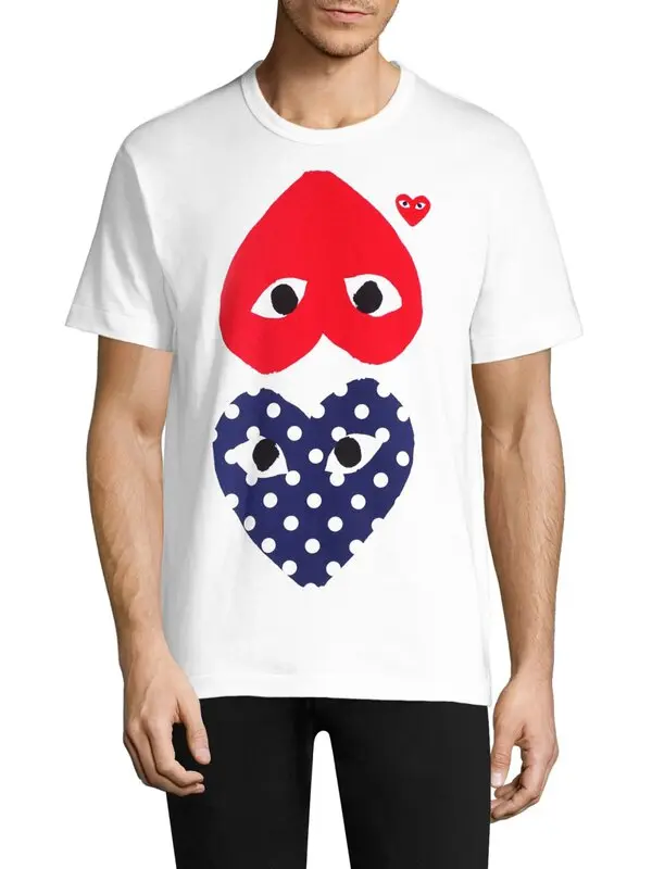 Play Comme Des Garcon Polka Dot Heart Graphic Tee
