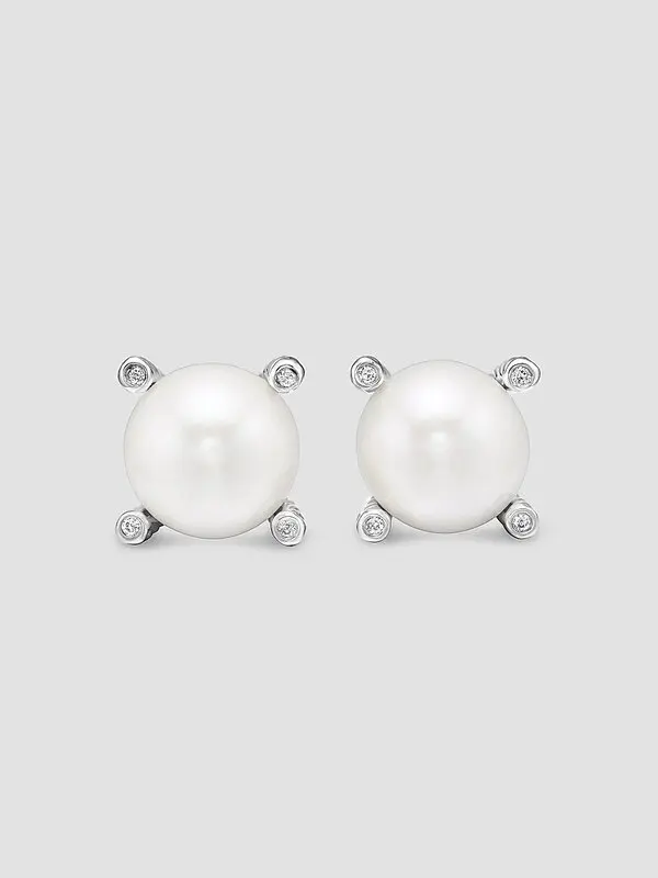 David Yurman Stud Earrings In Sterling Silver - Pearl