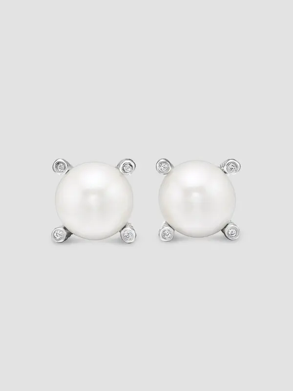 David Yurman Stud Earrings In Sterling Silver - Pearl