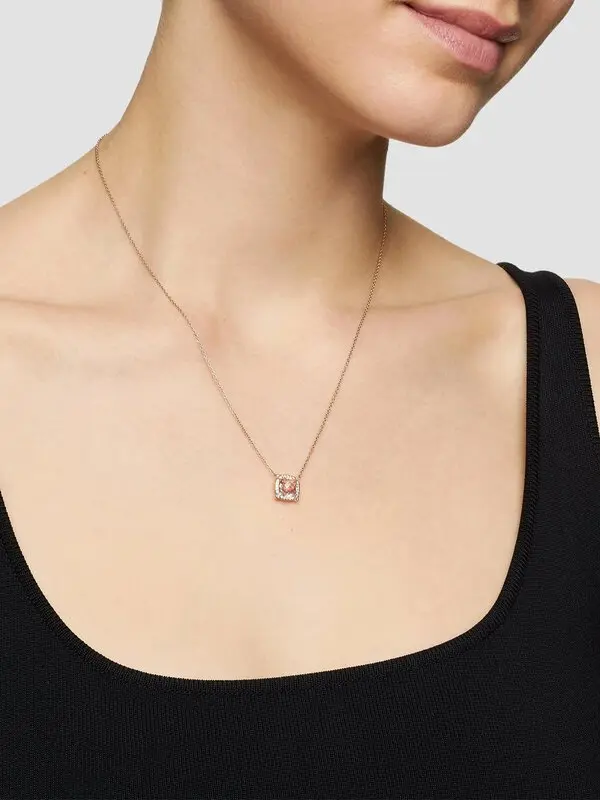 David Yurman Petite Chatelaine Pavé Bezel Pendant Necklace In 18k With And Diamonds, 7mm - Morganite