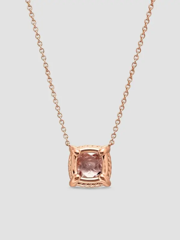 David Yurman Petite Chatelaine Pavé Bezel Pendant Necklace In 18k With And Diamonds, 7mm - Morganite